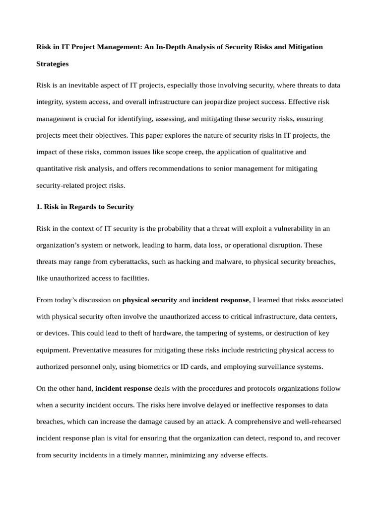 IT Project Security Risk Management Guide | PDF | Security | Computer ...