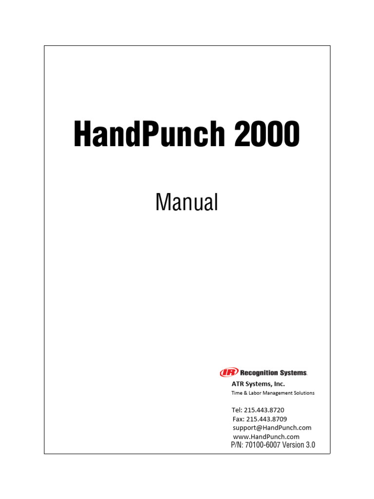 HandPunch 2000 User Manual | PDF | Power Supply | Menu (Computing)