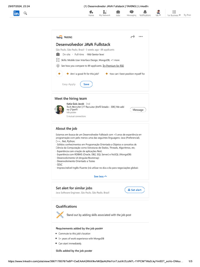 Desenvolvedor JAVA Fullstack | PDF