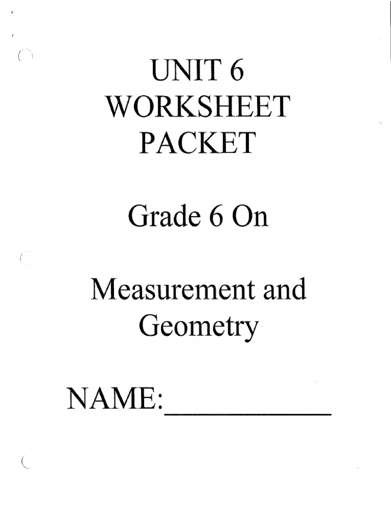 Unit 6 Worksheet Packet - Measurement | PDF