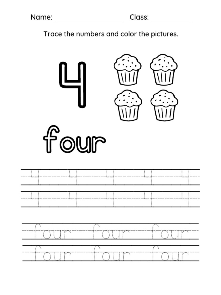Number 4 Tracing Worksheet.pdf | PDF