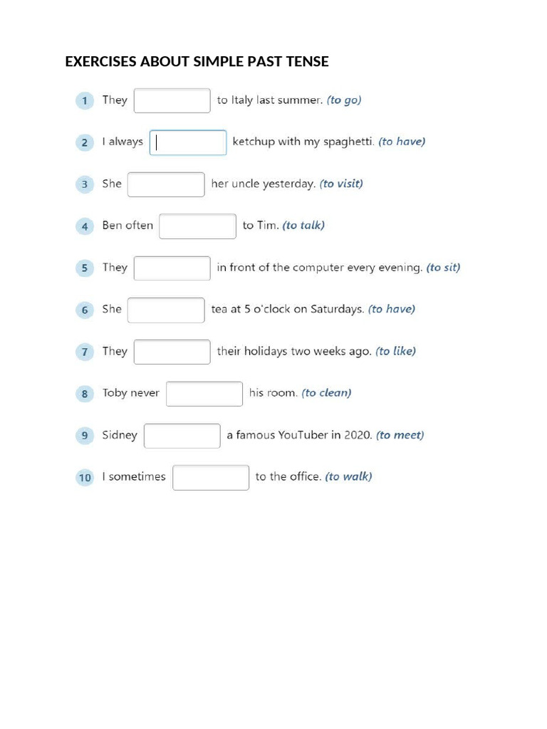 Exercises About Simple Past Tense | PDF
