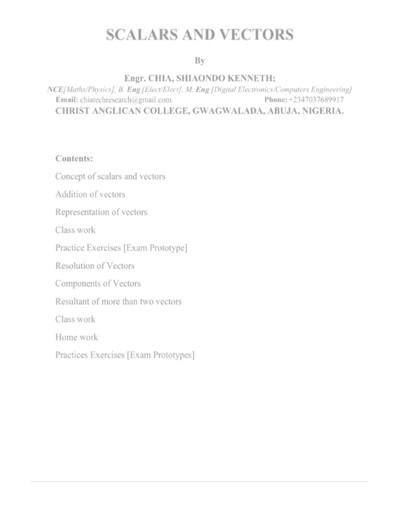 Scalars And Vectors Pdf Euclidean Vector Velocity