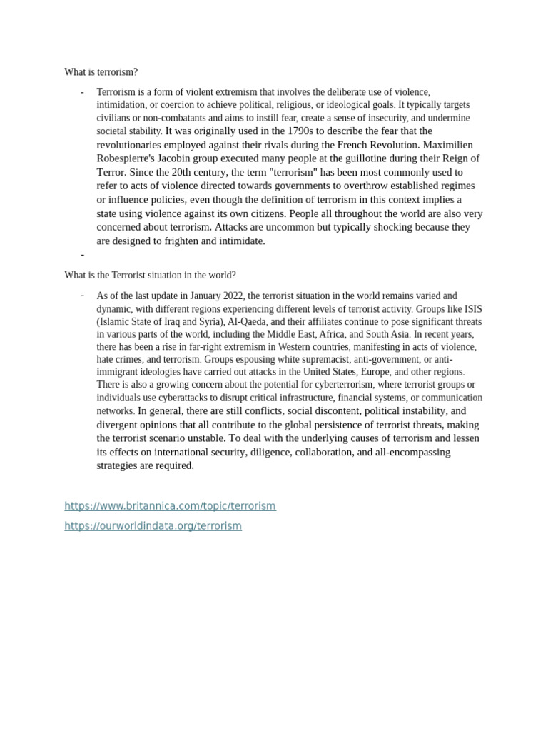 What Is Terrorism Pdf Extremism Violence