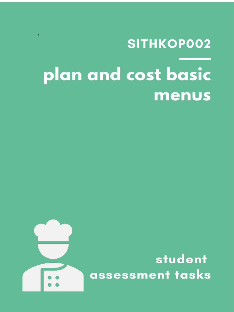 SITHKOP002 Student Assessment Tasks 26-06-20.v1.0 | PDF | Menu | Meal