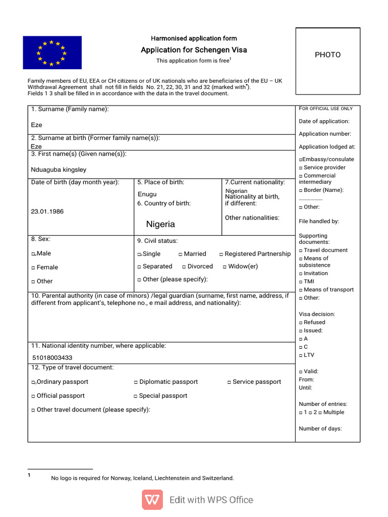Czech Republic Visa Application Form | PDF | Travel Visa | European ...