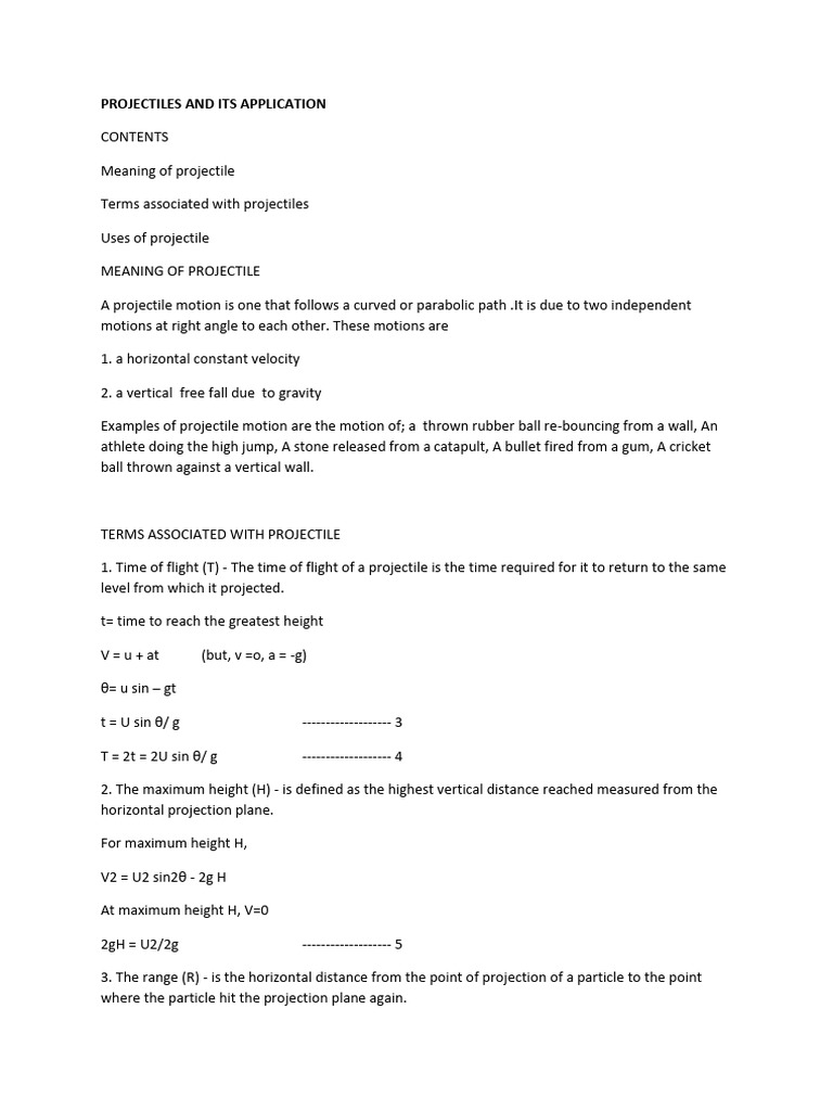 Applications of Projectile Motion | PDF | Projectiles | Flight
