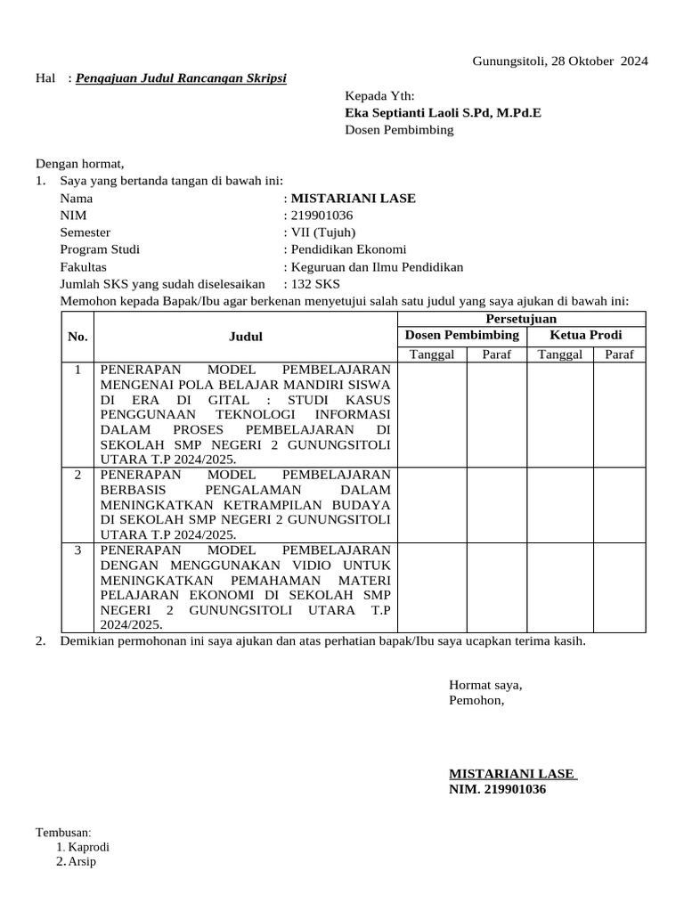 Format Pengajuan Judul | PDF