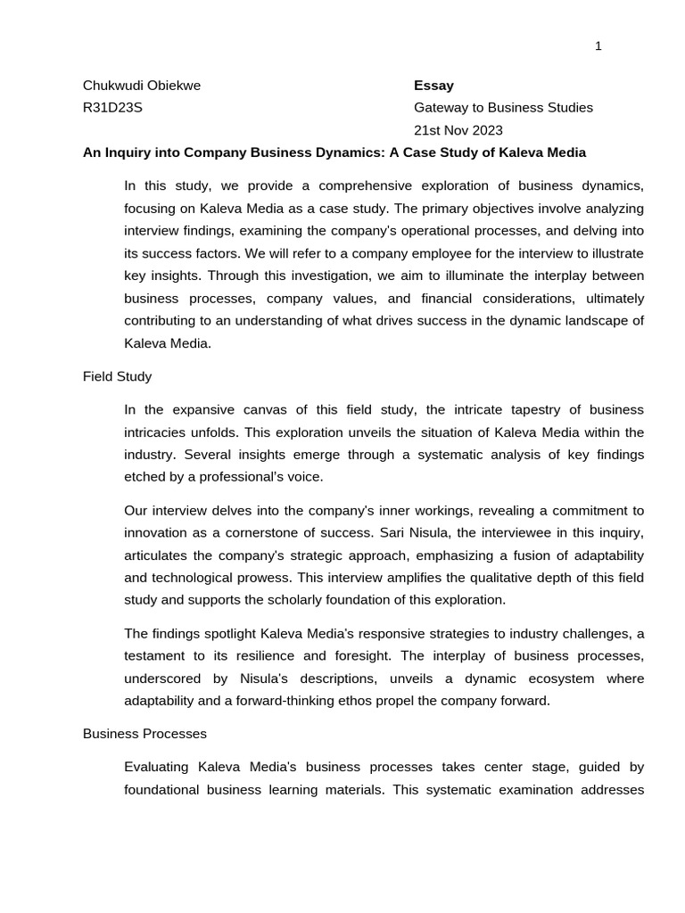 Company Business Dynamics | PDF | Innovation