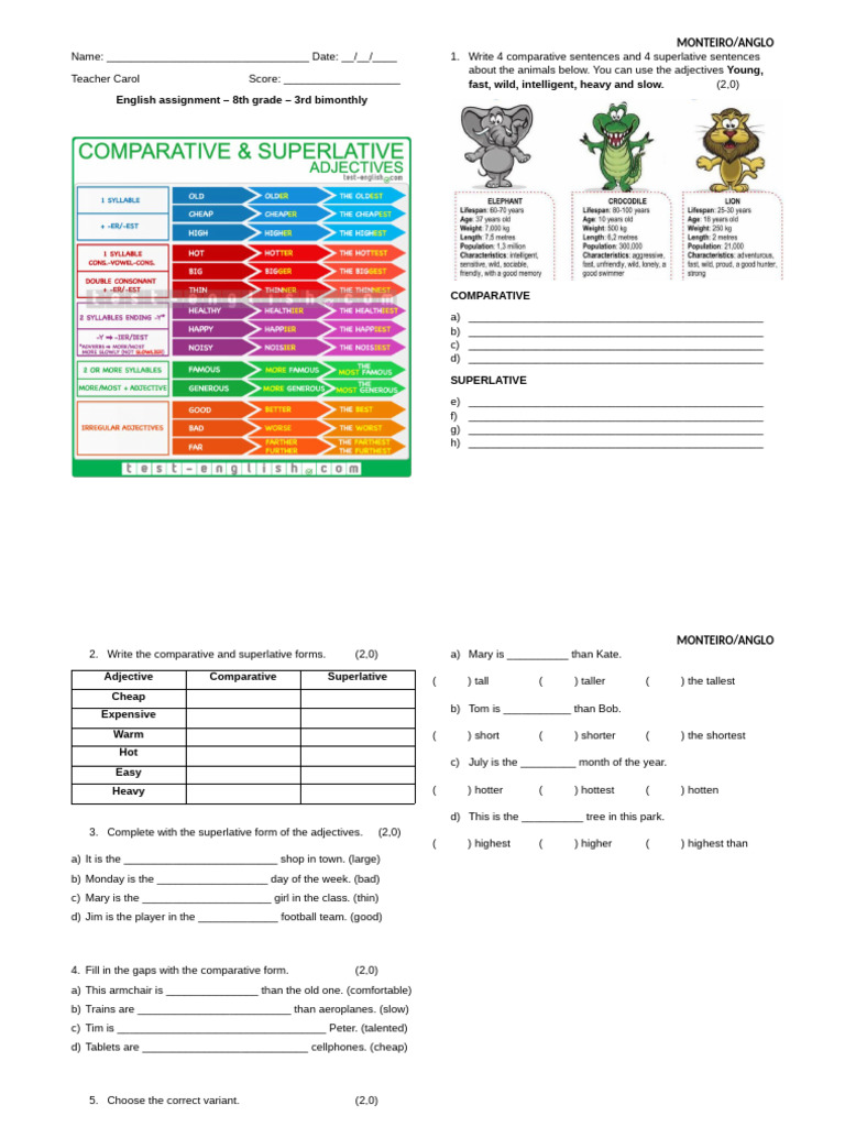 English Assignment - 8th Grade - 3rd Bimonthly | PDF