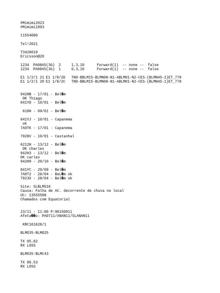 Telecom Network Maintenance Logs | PDF | Computer Networking