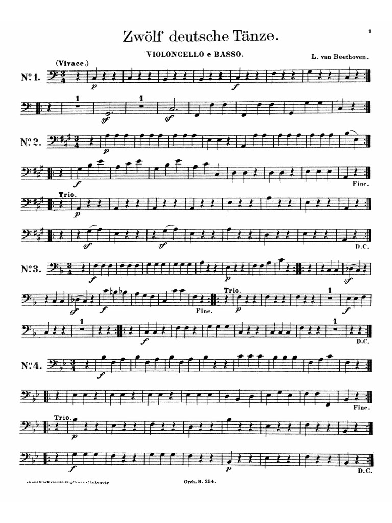 Beethoven - 12 - German - Dances - Cello e Bass | PDF