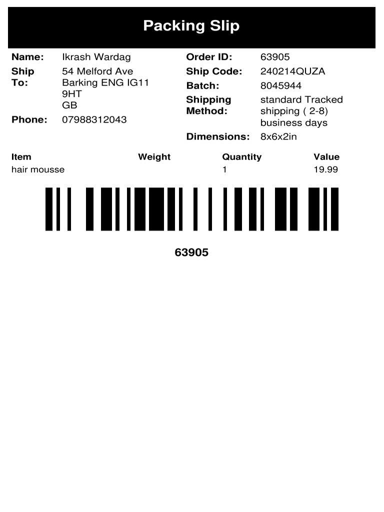 International Shipping Packing Slips | PDF | Human Appearance ...