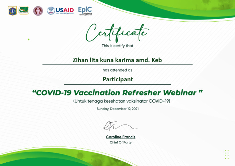 E-Sertifikat Zihan Lita Kuna Karima Amd. Keb | PDF