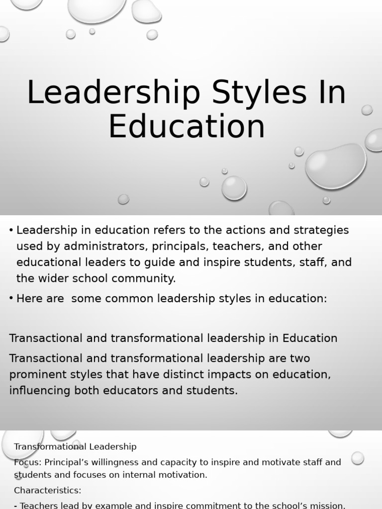 Leadership Styles in Education | PDF