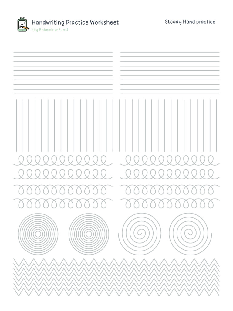 SteadyHandWorksheets byBebeminzeFont | PDF