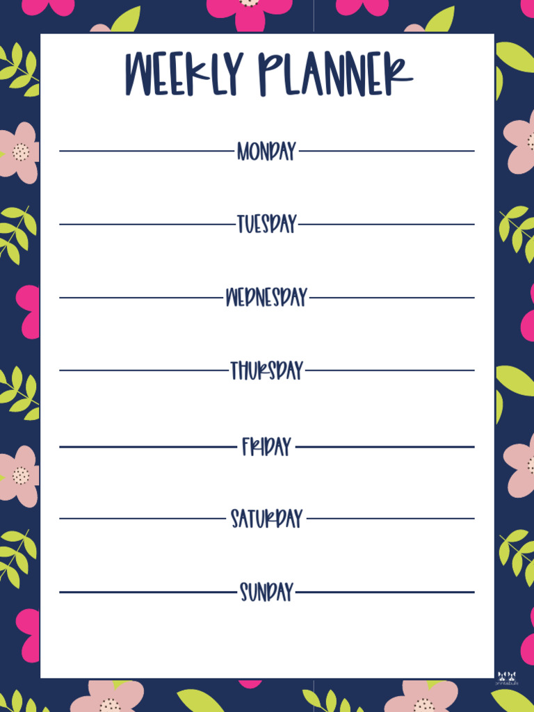 Weekly Planner Template for Daily Tasks | PDF