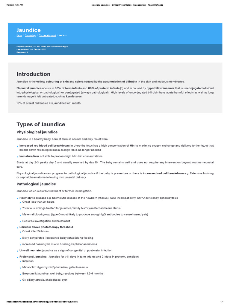 Clinical Presentation of Neonatal Jaundice | PDF | Medical Specialties ...