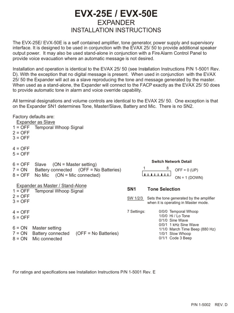 EVX-25E/50E Expander Installation Guide | PDF | Information And ...