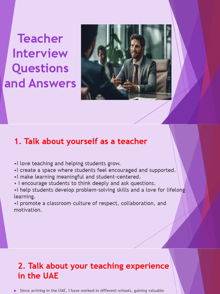 Teacher Interview Questions and Answers | PDF | Differentiated ...