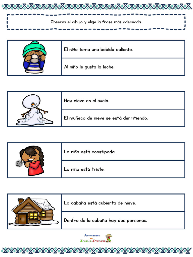 Frase Correcta Dibujos Invierno | PDF