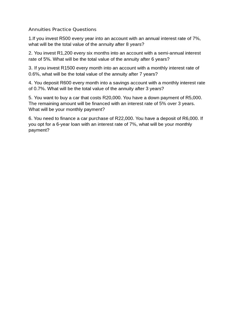 Annuities Questions | PDF