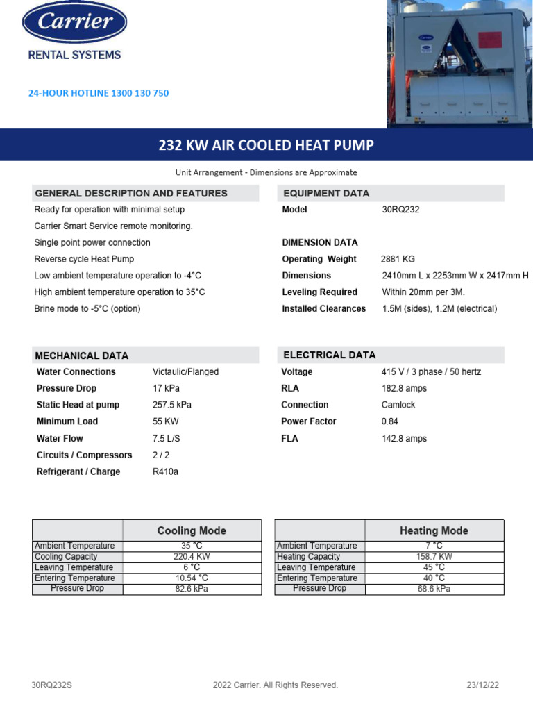 Carrier Rental Systems - 30RQ 232 Heat Pump - Tech Data - tcm171-188578 ...