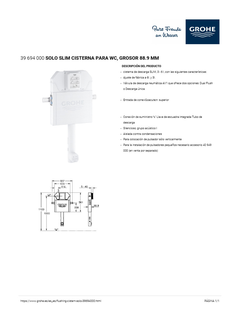 GROHE Specification Sheet 39694000 | PDF