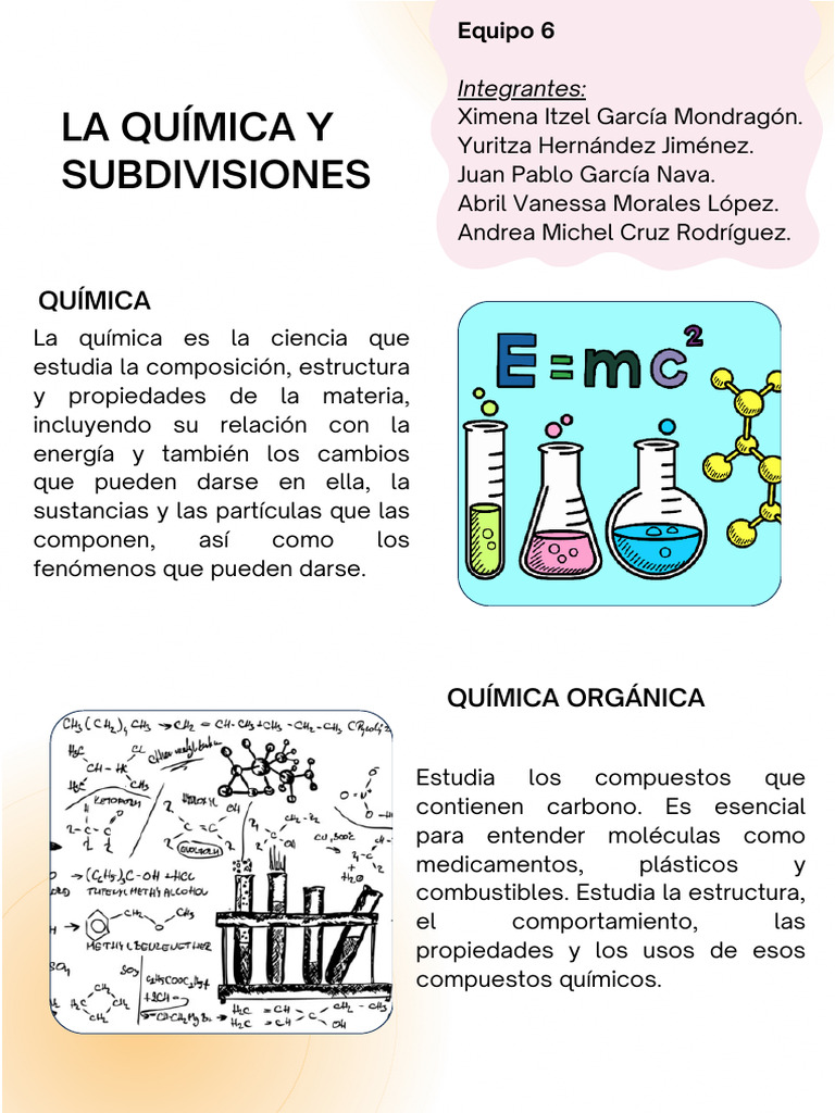 Subdivisiones de la Química | PDF | Química | Catálisis