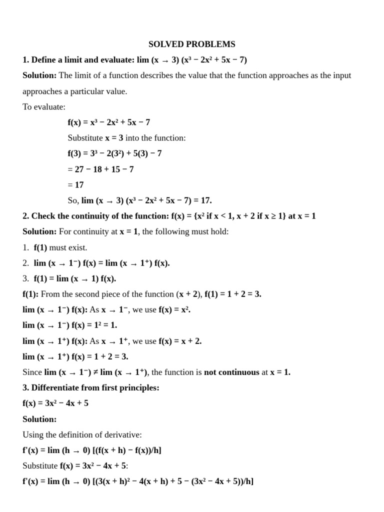 MATH II_SOLVED PROBLEMS | PDF | Slope | Tangent