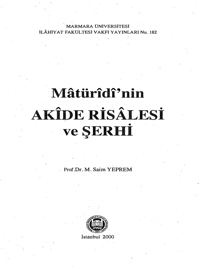 Maturidinin Akide Risalesi Ve Serhi | PDF