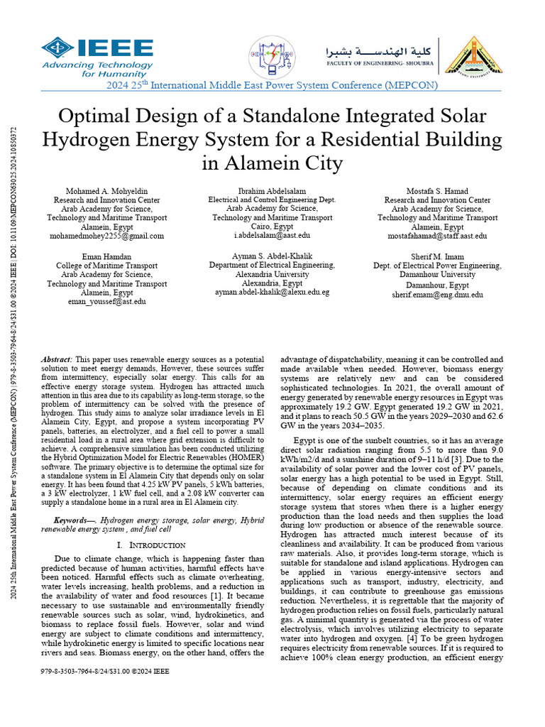 Solar Hydrogen System for Alamein Homes | PDF | Photovoltaics | Fuel Cell