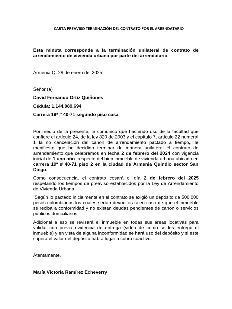 Terminacion de Contrato | PDF