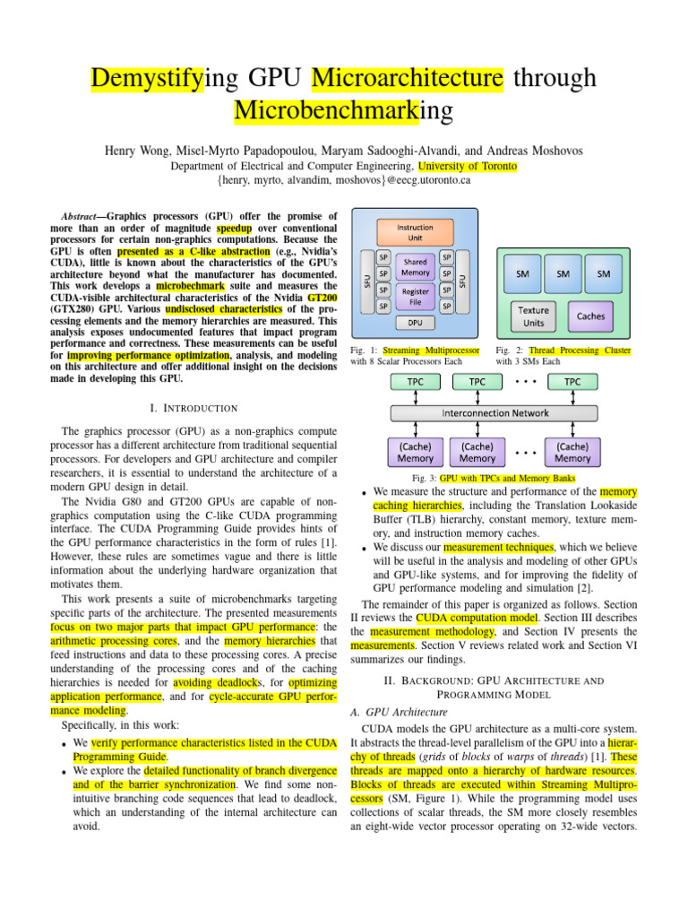 Demystifying GPU Microarchitecture Through Microbenchmarking | PDF | Cpu Cache | Graphics ...
