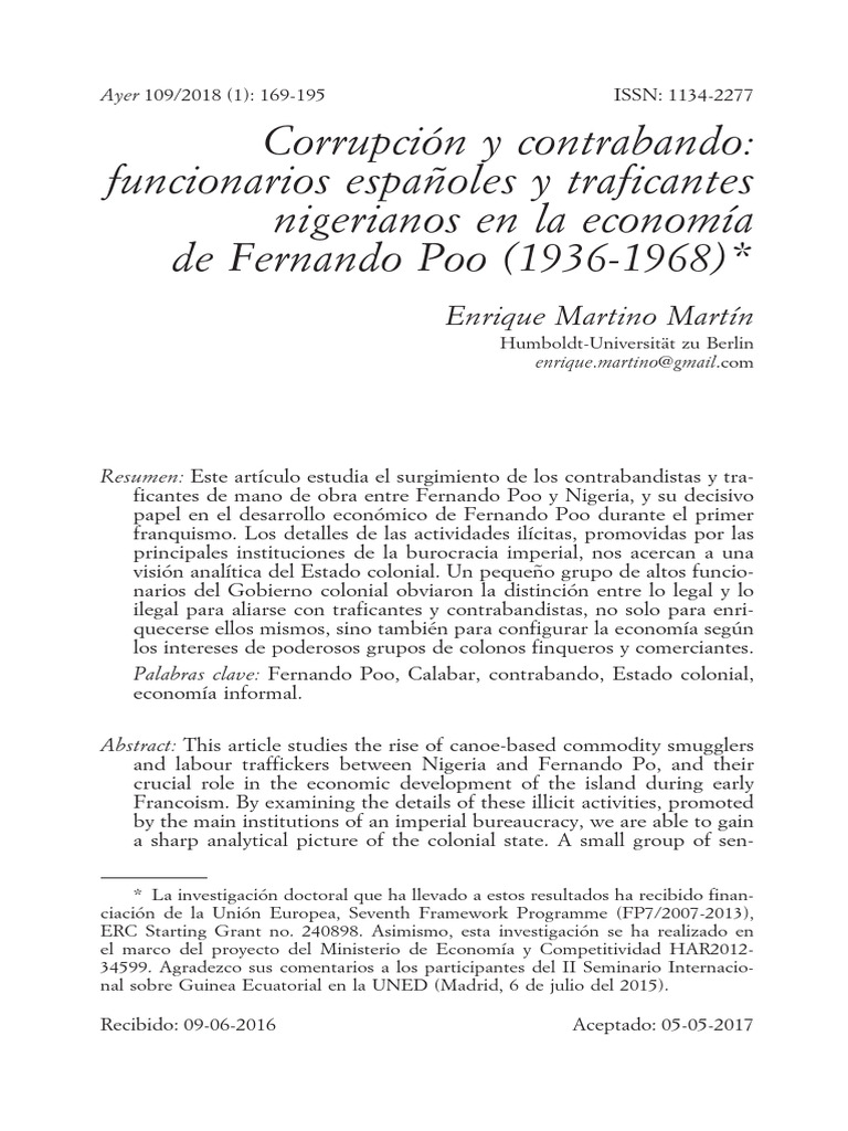 (Artículo) Corrupción y Contrabando. Funcionarios Españoles y ...