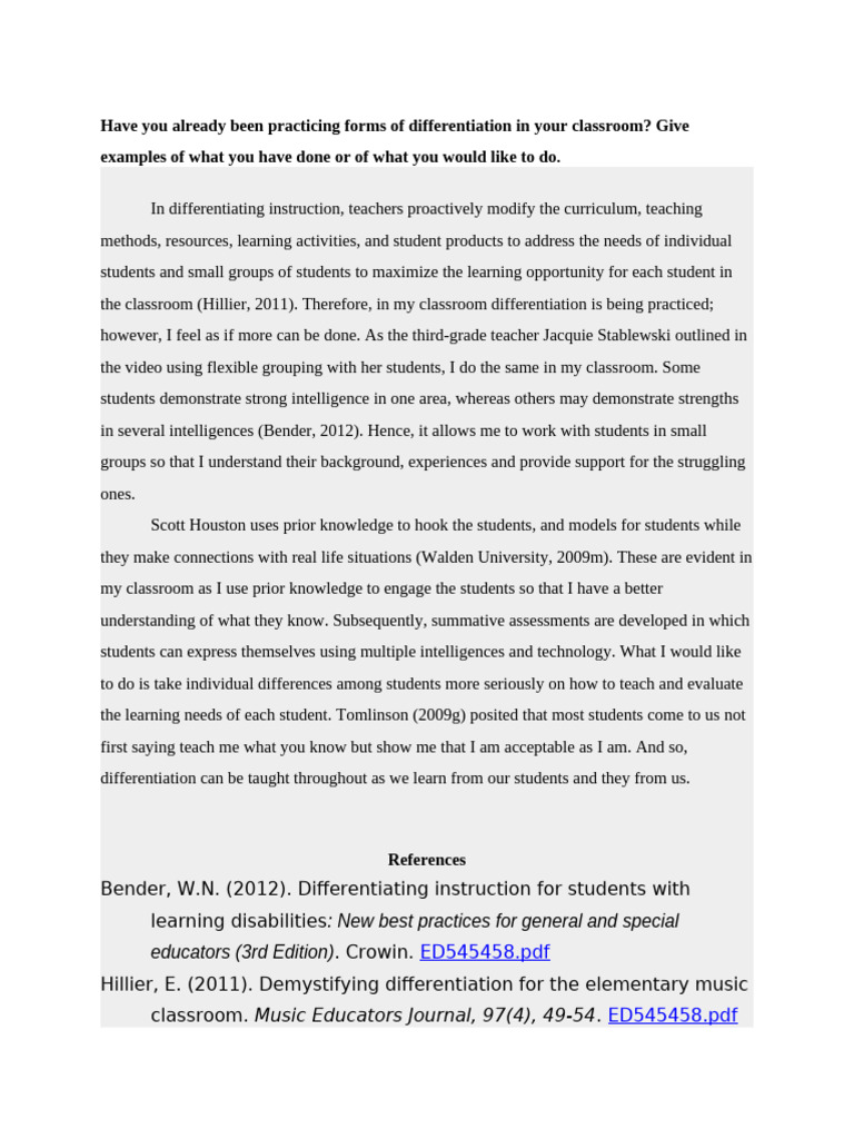 Classroom Differentiation Strategies | PDF