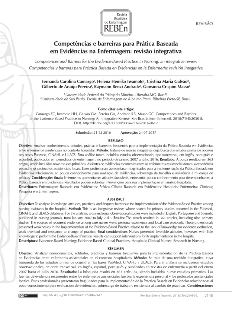 Artigo - Competências e Barreiras para Prática Baseada em Evidências Na ...