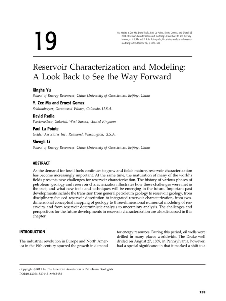 Reservoir Characterization and Modeling: A Look Back To See The Way ...