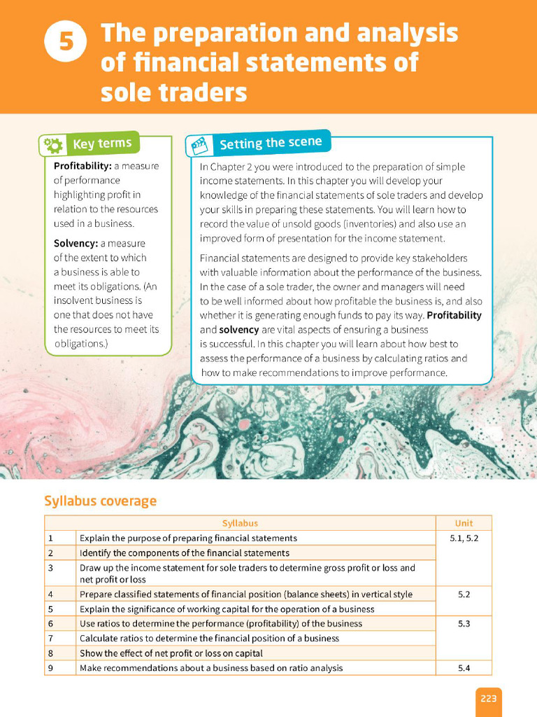 The Preparation and analysis of financial statements of sole trader ...