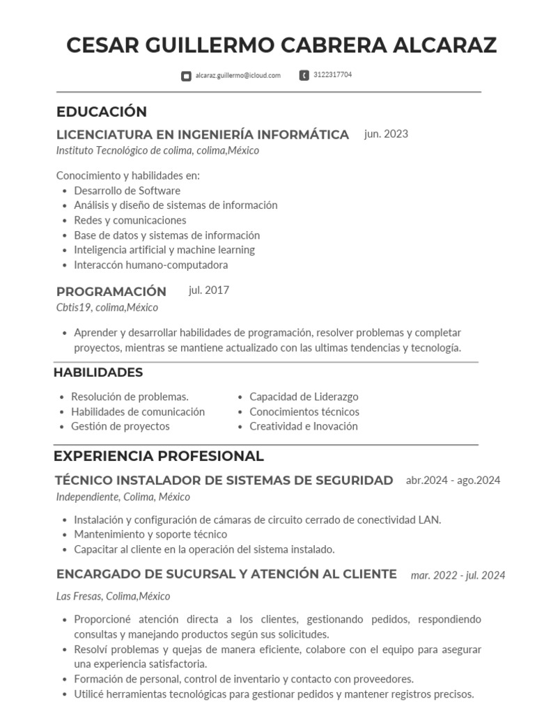 CV Cabrera Guillermo | PDF