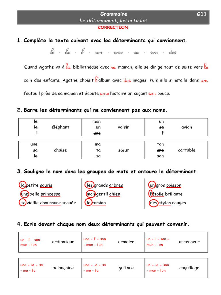 Exercices sur les déterminants CE1 | PDF