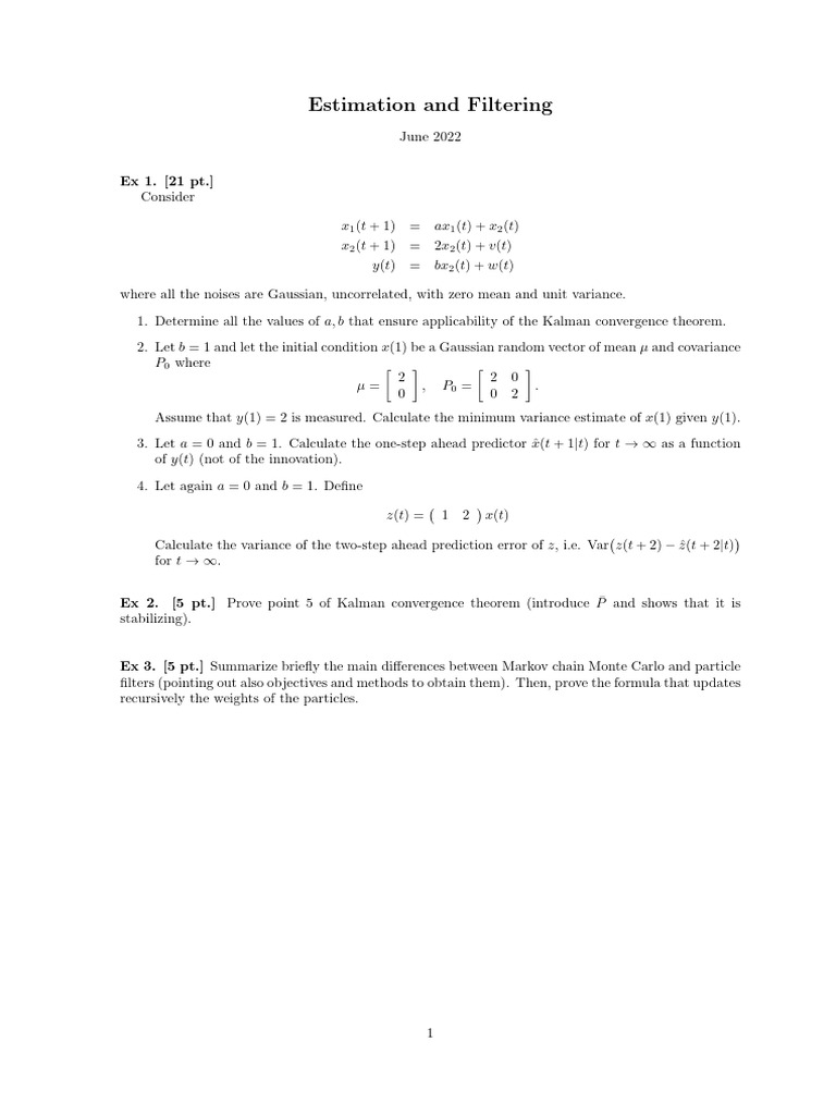 SeF AppelloGiugno2022 | PDF | Kalman Filter | Applied Mathematics