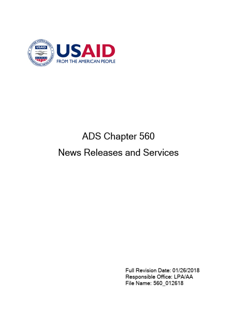 USAID News Releases and Media Policy | PDF | United States Agency For ...