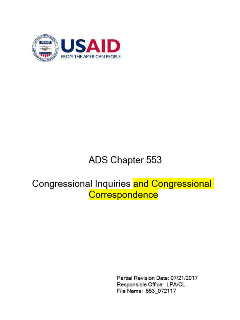 553 Congressional Inquiries and Congressional Correspondence | PDF ...