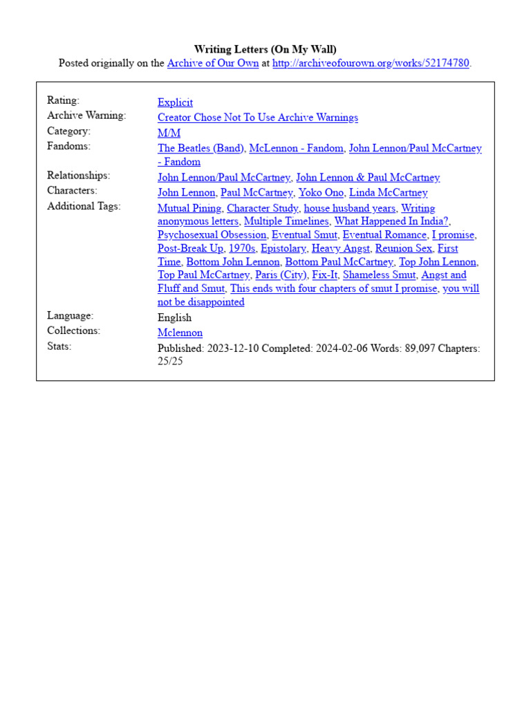 Writing Letters On My | PDF | John Lennon | Paul Mc Cartney