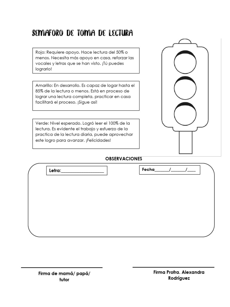 Semáforo de Evaluación de Lectura | PDF