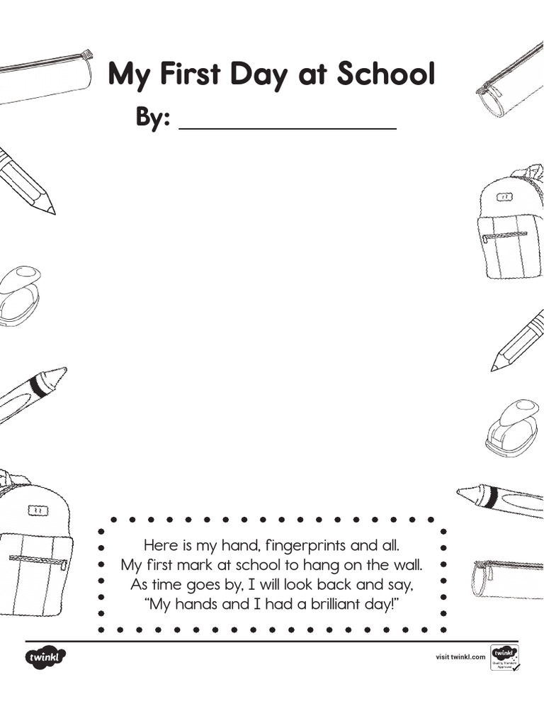Back To School Handprint Poem For K 2nd Grade - Ver - 1 | PDF