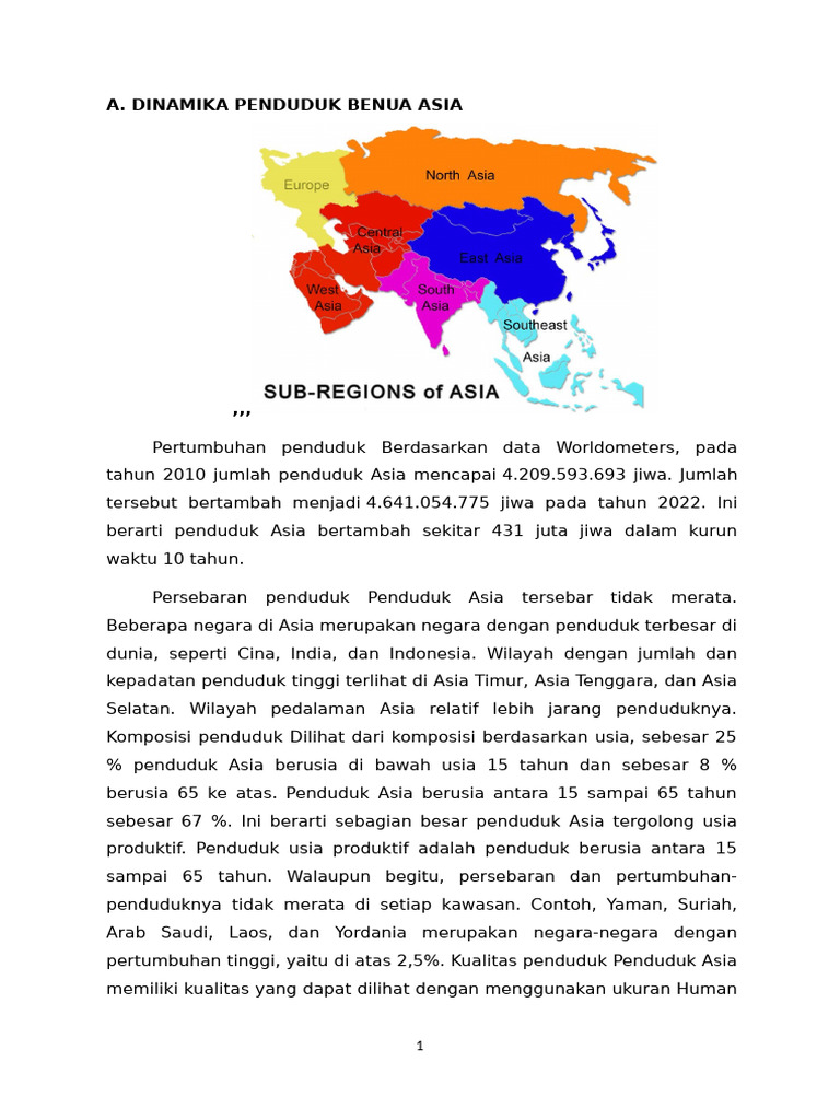 Dinamika Penduduk Benua Asia | PDF