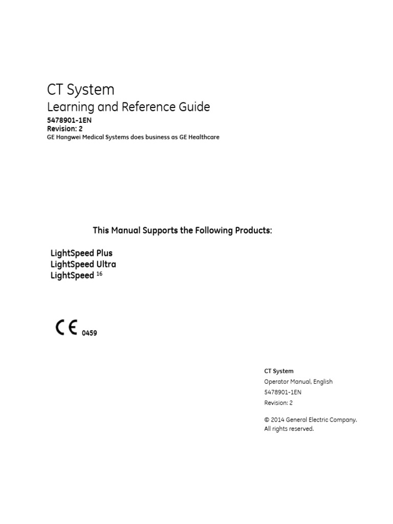 LightSpeed Series Learning and Reference Guide - UM - 5478901-1EN - 2 | PDF | Ct Scan