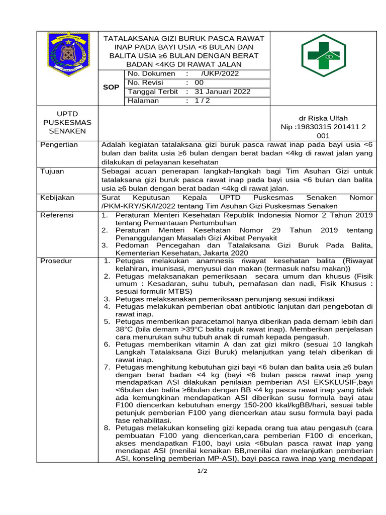 SOP TATALAKSANA GIBUR PASCA RANAP (1) | PDF